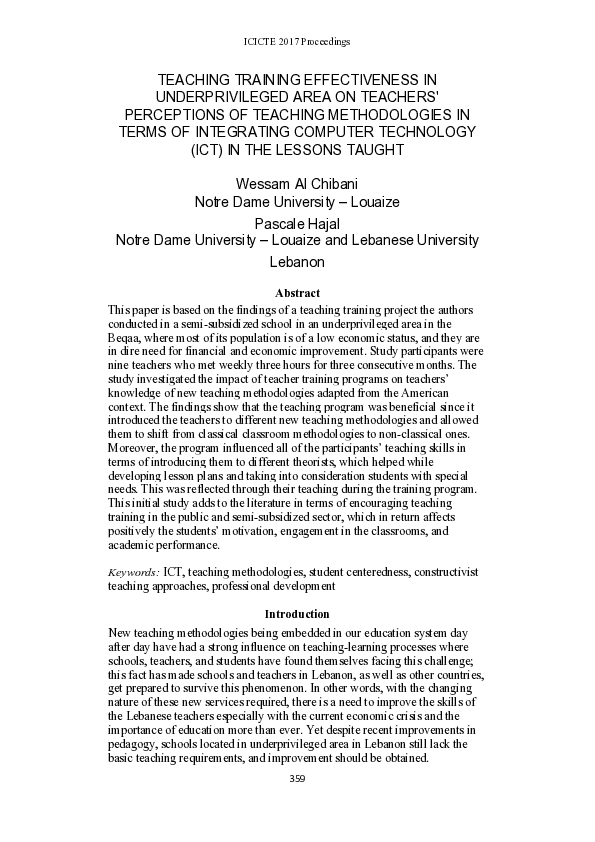 (PDF) Impact of Training on Teachers' ICT Methodologies