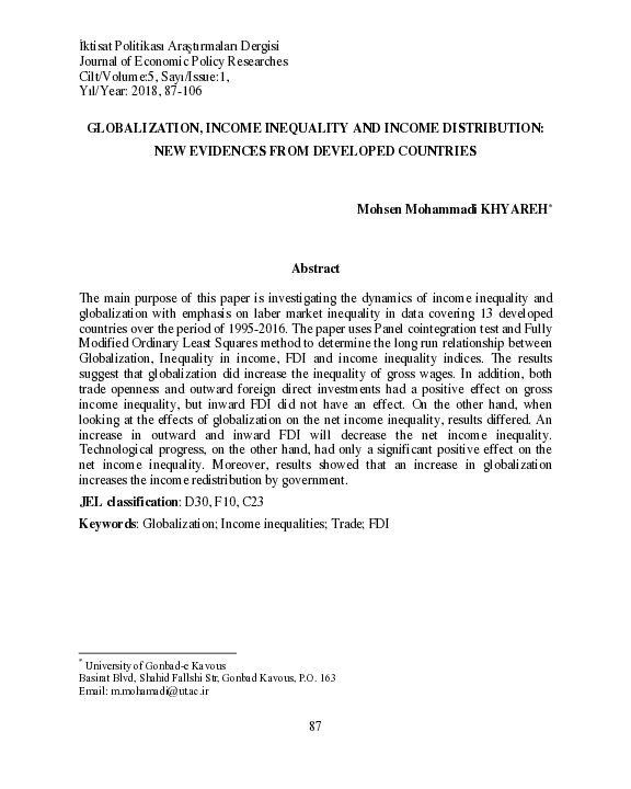 (PDF) Globalization, Income Inequality and Income Distribution: New ...
