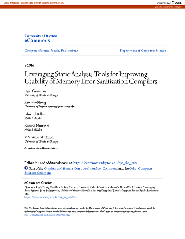 Pdf Leveraging Static Analysis Tools For Improving Usability Of
