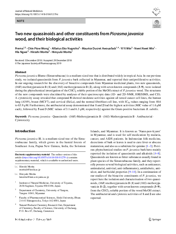 (PDF) Two new quassinoids and other constituents from Picrasma javanica ...