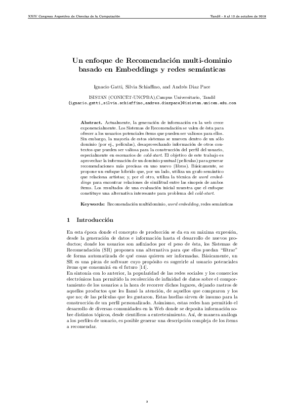 (PDF) Un enfoque de recomendación multi-dominio basado en embeddings y ... (PDF) Un enfoque de recomendación multi-dominio basado en embeddings y ...