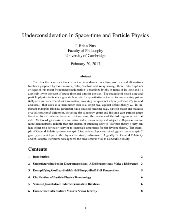(PDF) Underconsideration in Space-time and Particle Physics
