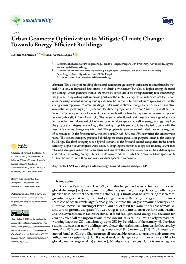 (PDF) Urban Geometry Optimization to Mitigate Climate Change: Towards ... (PDF) Urban Geometry Optimization to Mitigate Climate Change: Towards ...
