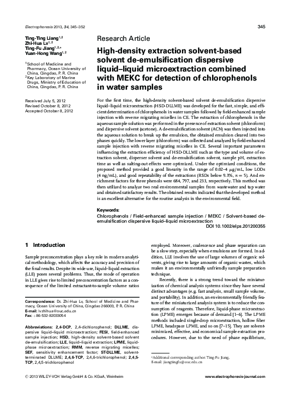 (PDF) High-density extraction solvent-based solvent de-emulsification ...