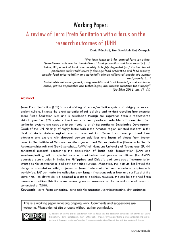 (PDF) Working Paper: A review of Terra Preta Sanitation with a focus on ...