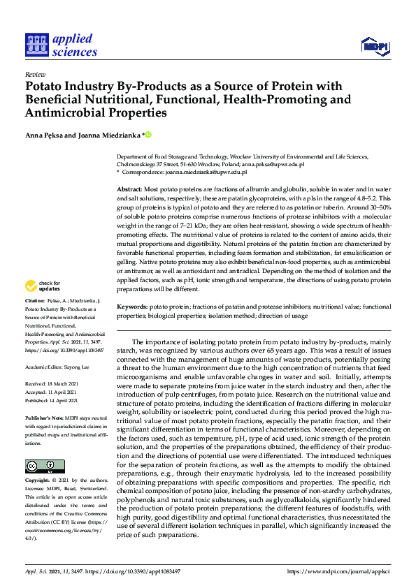 (PDF) Potato Industry By-Products as a Source of Protein with ...