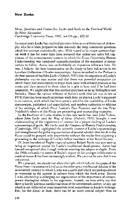 (PDF) Ideas, Qualities and Corpuscles: Locke and Boyle on the External ...