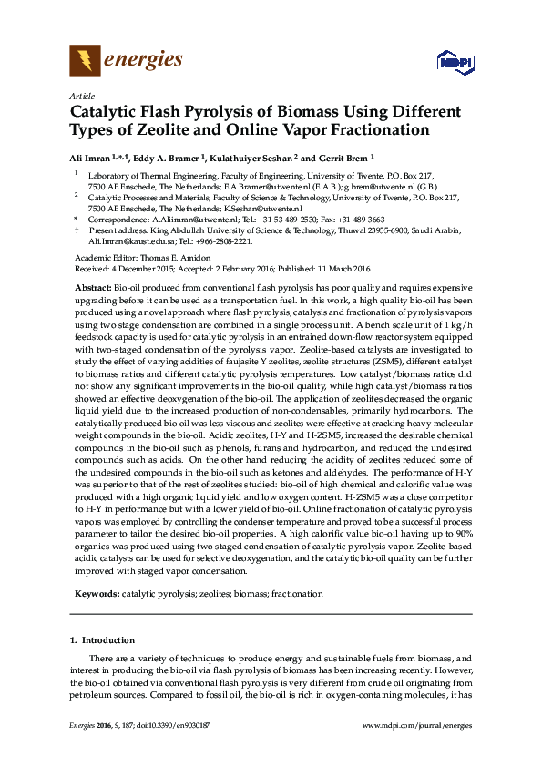 (PDF) Catalytic Flash Pyrolysis of Biomass Using Different Types of ...