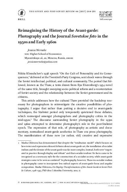 (PDF) Reimagining the History of the Avant-garde: Photography and the ...