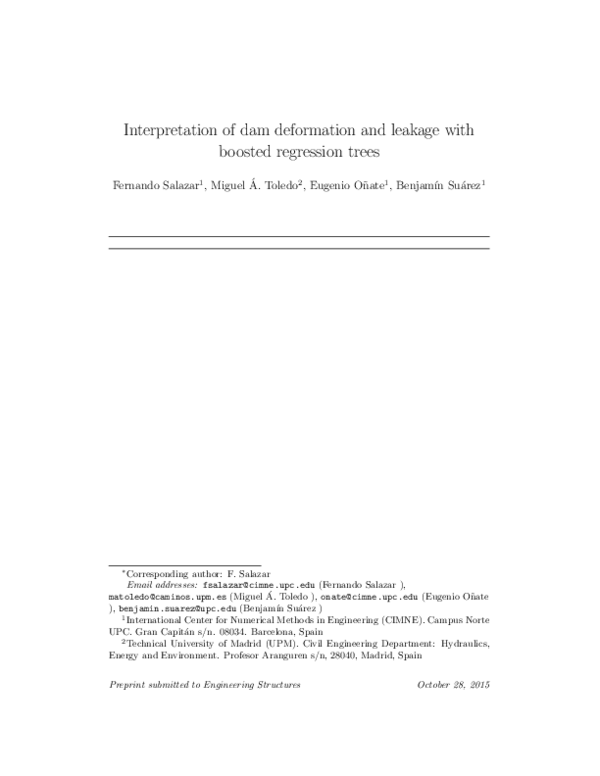 (PDF) Interpretation of dam deformation and leakage with boosted regression trees