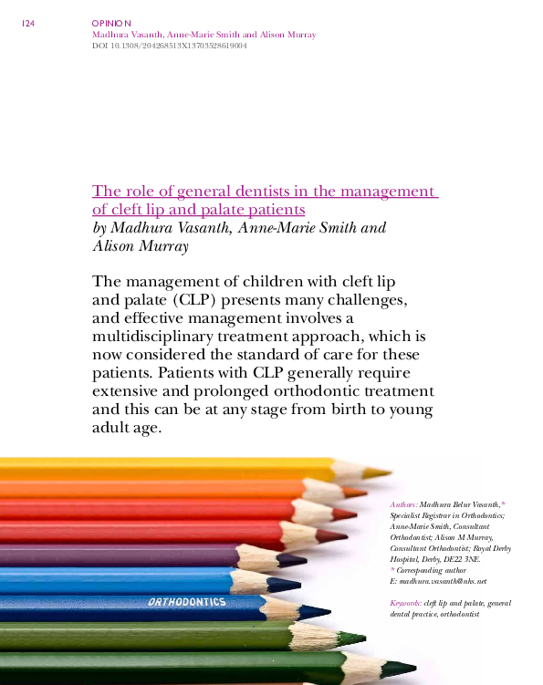 (PDF) The role of general dentists in the management of cleft lip and palate patients