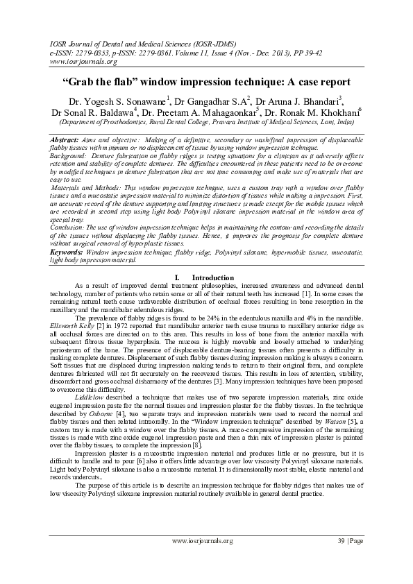 (PDF) “Grab the flab” window impression technique: A case report