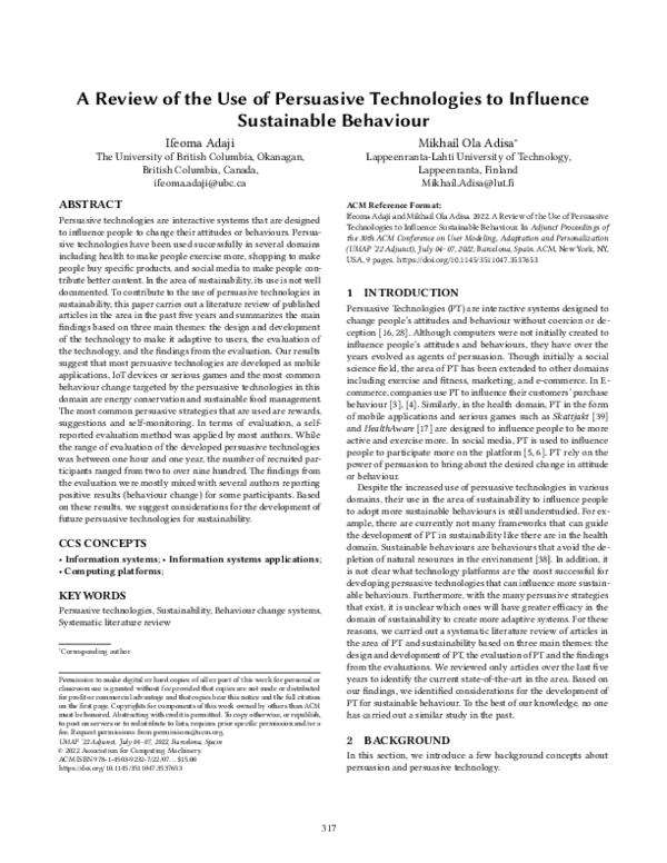 (PDF) A Review of the Use of Persuasive Technologies to Influence ...
