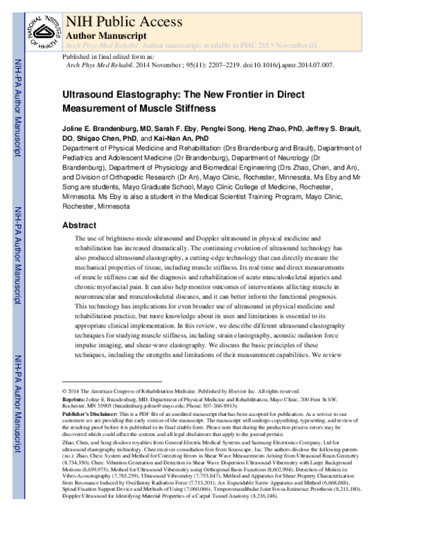 (PDF) Ultrasound Elastography: The New Frontier in Direct Measurement ...