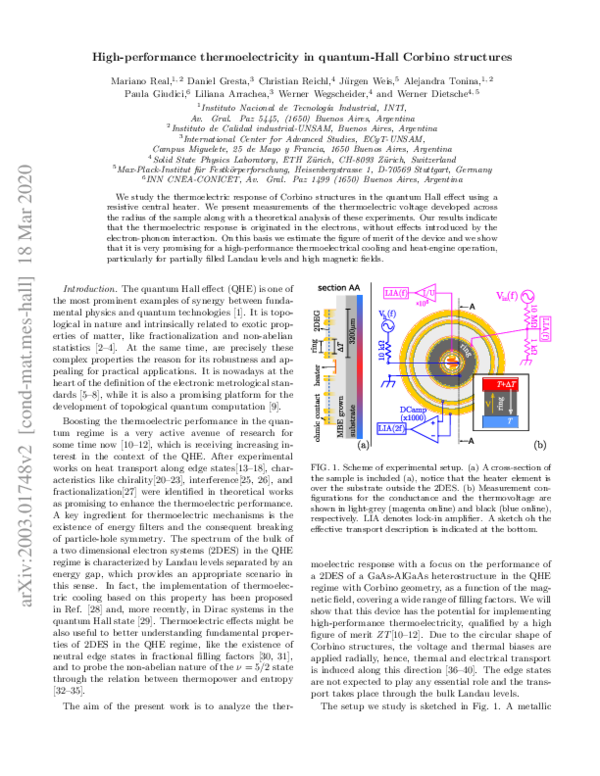 (PDF) High-performance thermoelectricity in quantum-Hall Corbino structures