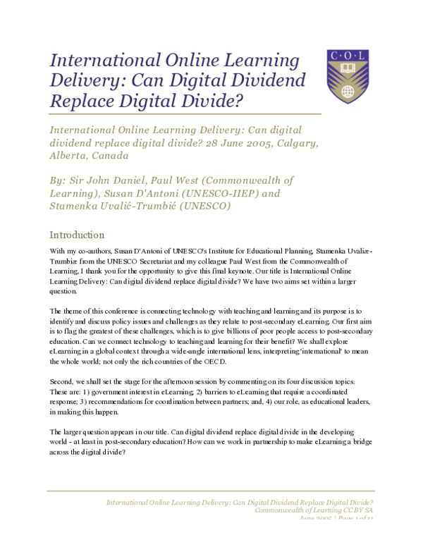 (PDF) International Online Learning Delivery: Can Digital Dividend ...