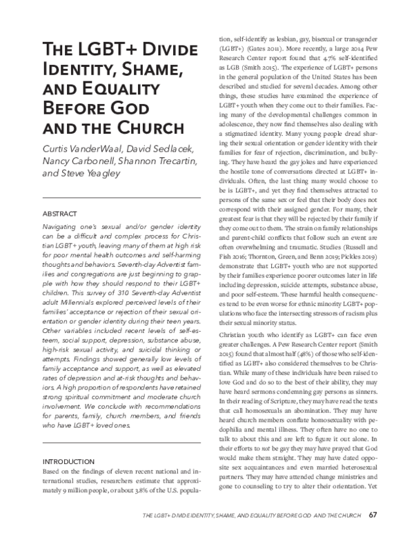 (PDF) The LGBT+ Divide: Identity, Shame, and Equality Before God and ...