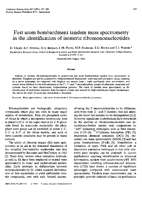 (PDF) Fast atom bombardment tandem mass spectrometry in the ...
