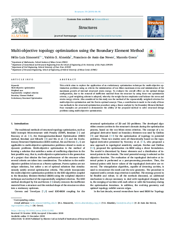 (PDF) Multi-objective topology optimization using the Boundary Element Method