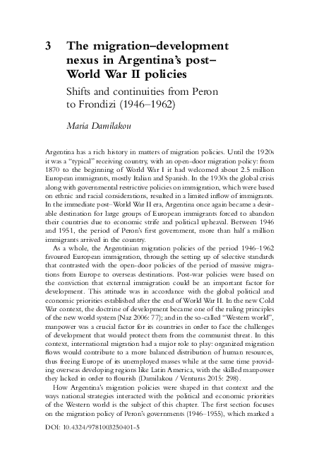 (PDF) The migration–development nexus in Argentina's post–World War II ...