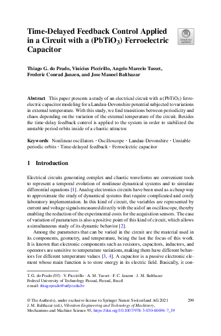 (PDF) Time-Delayed Feedback Control Applied in a Circuit with a (PbTiO ...