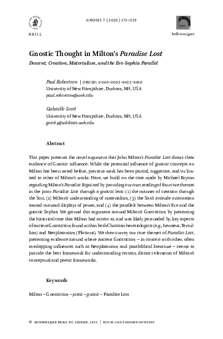 (PDF) Gnostic Thought in Miltons Paradise Lost