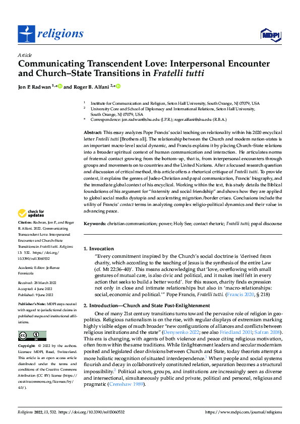 (PDF) Communicating Transcendent Love: Interpersonal Encounter and ...