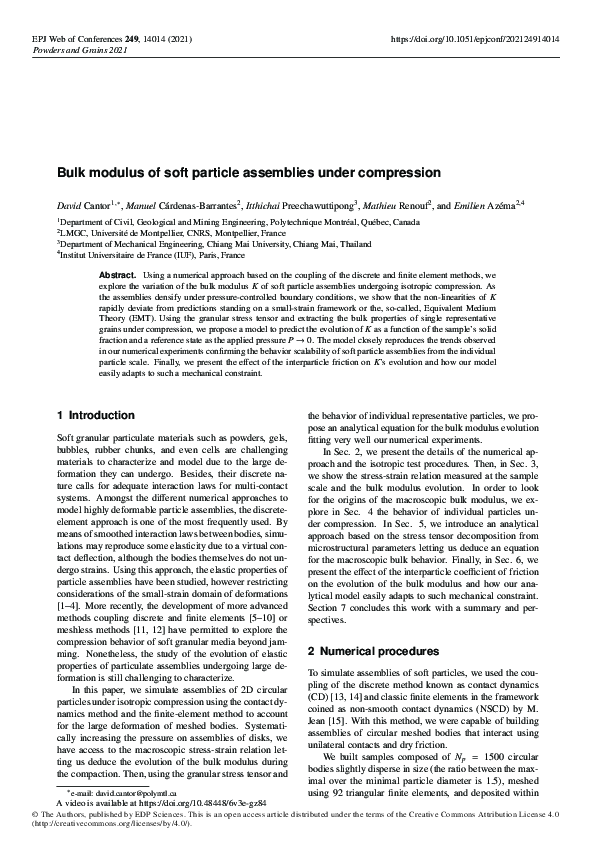 (PDF) Bulk modulus of soft particle assemblies under compression | itthichai preechawuttipong ...