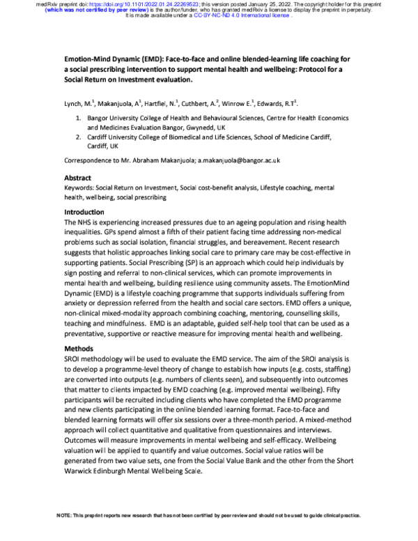 (PDF) Emotion-Mind Dynamic (EMD): Face-to-face and online blended ...