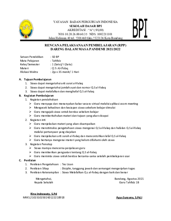 (DOC) Rpp tahfidz