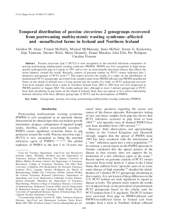 (PDF) Temporal Distribution of Porcine Circovirus 2 Genogroups ...
