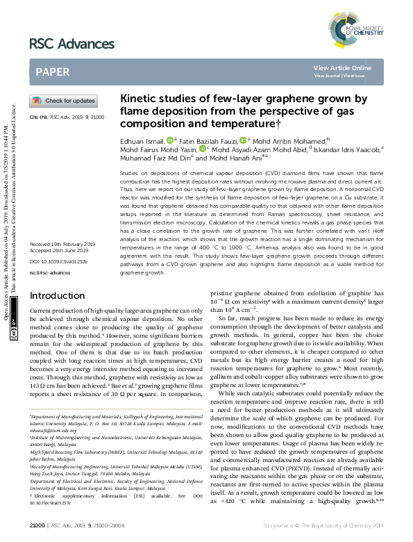 (PDF) Kinetic studies of few-layer graphene grown by flame deposition ...