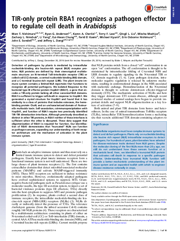 (PDF) RBA1 Protein Recognizes Pathogen Effector in Plants