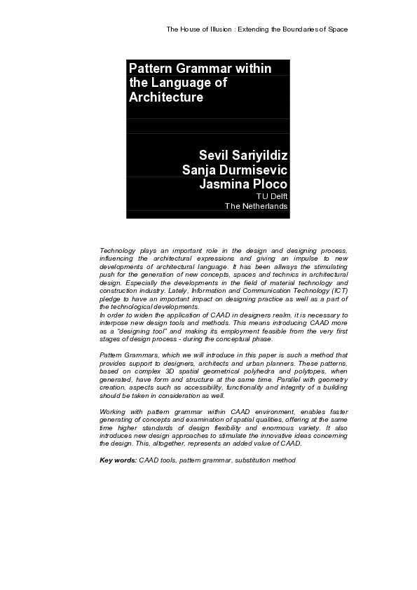 (PDF) Using Pattern Grammar in Architectural Design
