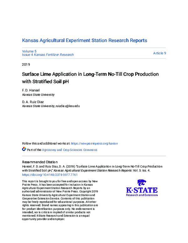 (PDF) Surface Application of Lime for Crop Grain Production Under a No ...