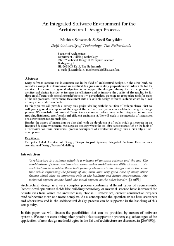(PDF) An Integrated Software Environment for the Architectural Design ...