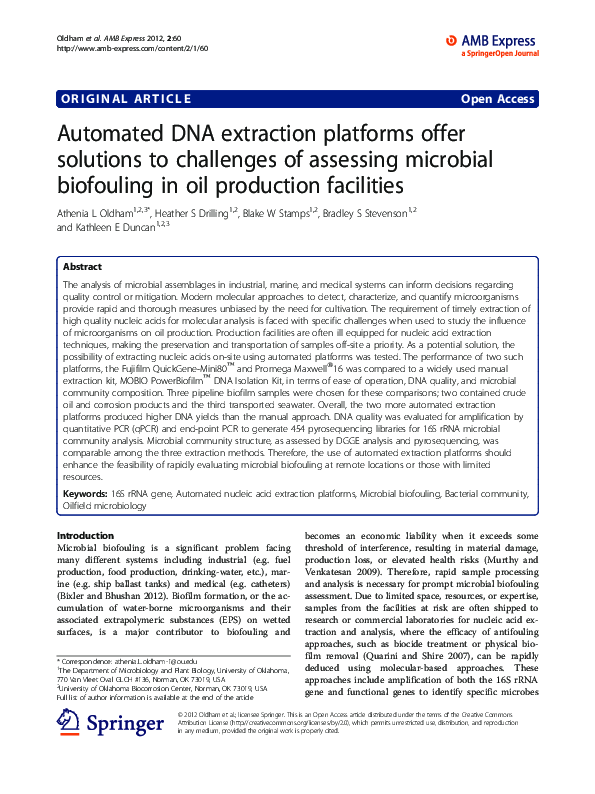 (PDF) Automated DNA extraction platforms offer solutions to challenges ...