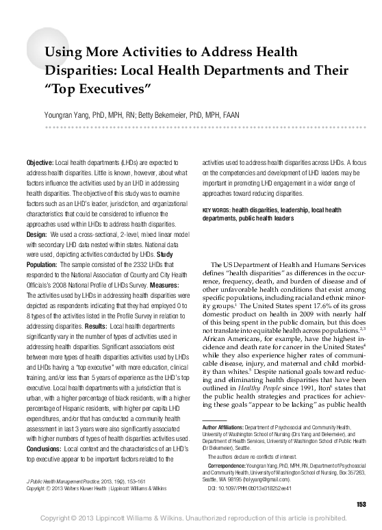 (PDF) Using More Activities to Address Health Disparities