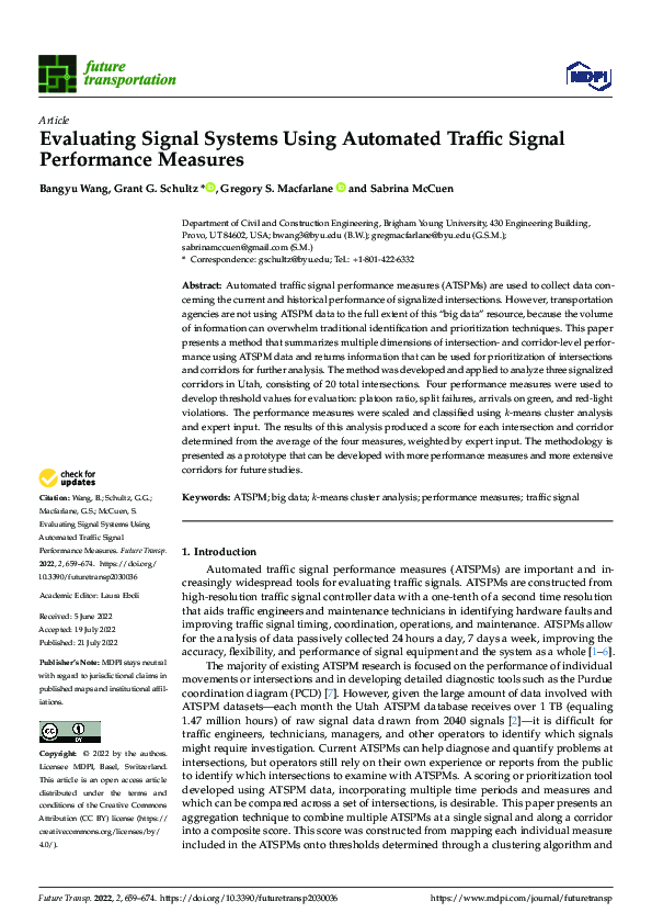 Pdf Evaluating Signal Systems Using Automated Traffic Signal