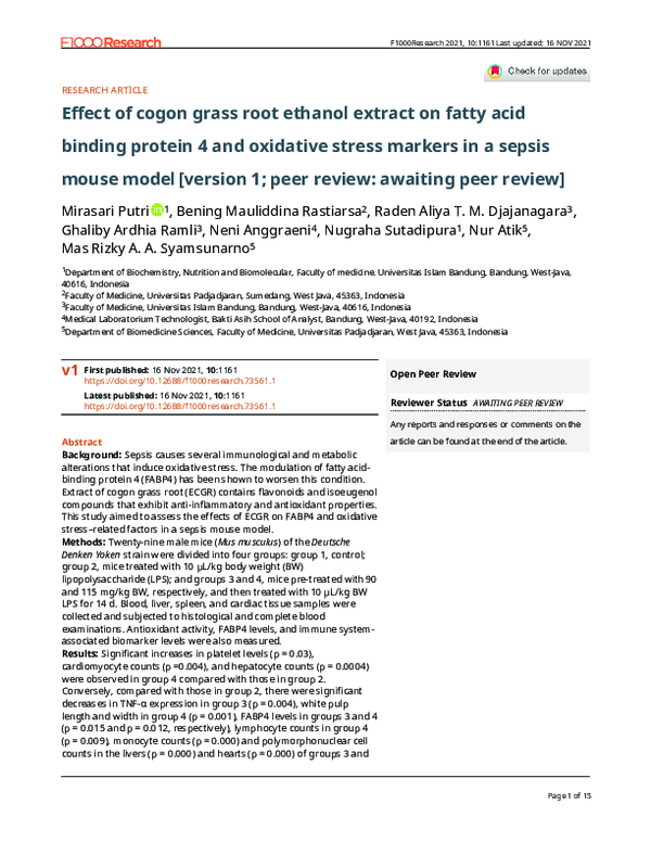 (PDF) Effect of cogon grass root ethanol extract on fatty acid binding ...