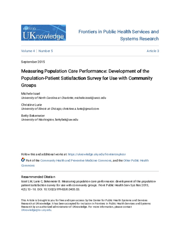 (PDF) Measuring Population Care Performance: Development of the ...