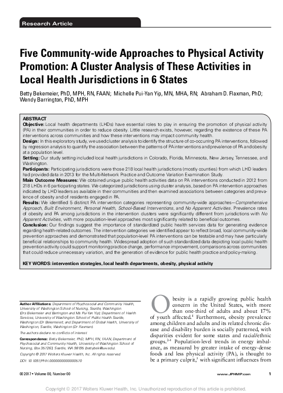 (PDF) Five Community-wide Approaches to Physical Activity Promotion: A ...