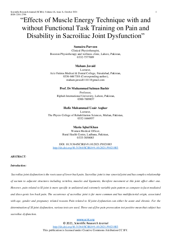 (PDF) Effects of Muscle Energy Technique with and without Functional ...
