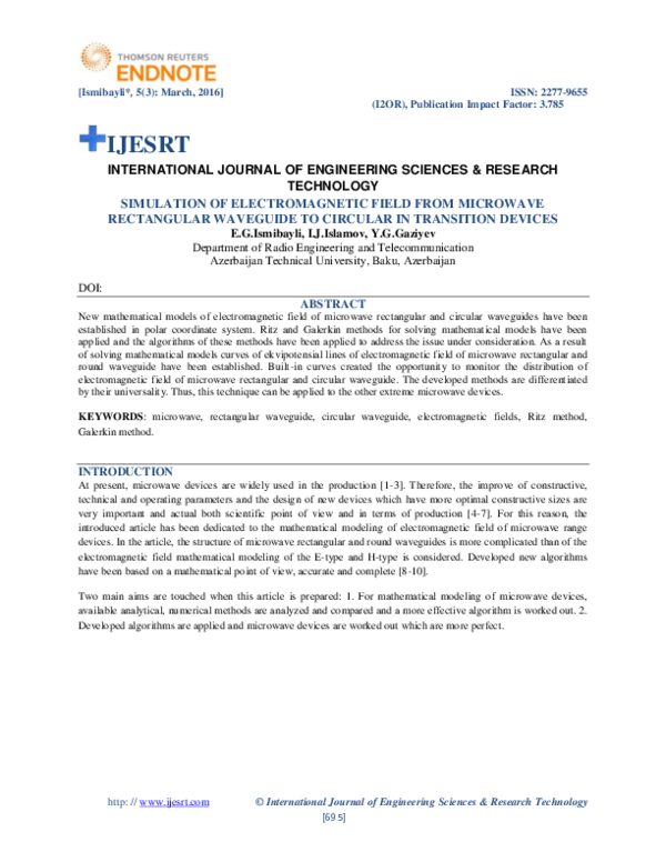 Pdf Simulation Of Electromagnetic Field From Microwave Rectangular Waveguide To Circular In 7571