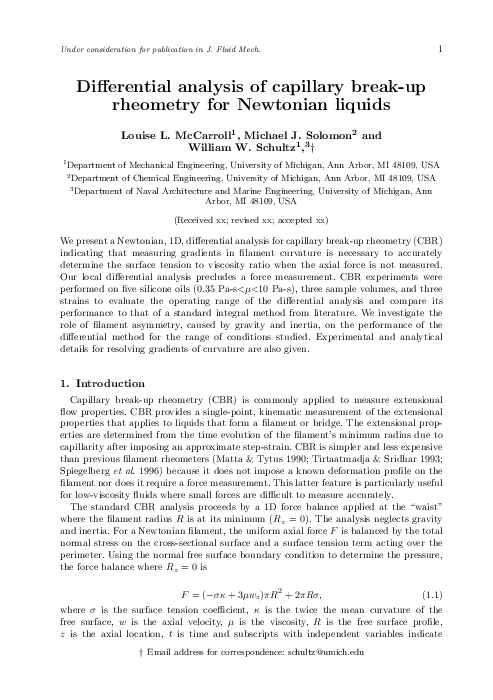 (PDF) Differential analysis of capillary breakup rheometry for ...