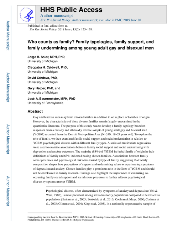 (PDF) Who Counts as Family? Family Typologies, Family Support, and ...