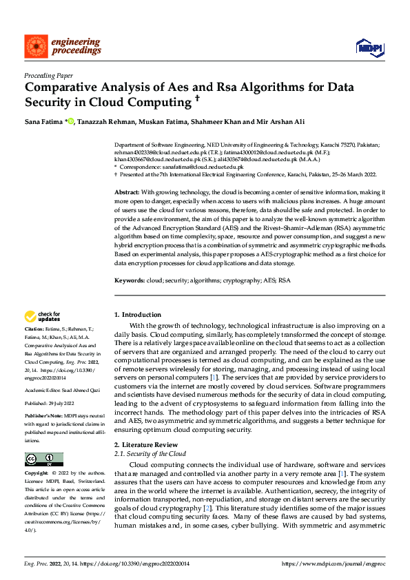 Pdf Aes Vs Rsa For Cloud Data Security 4044