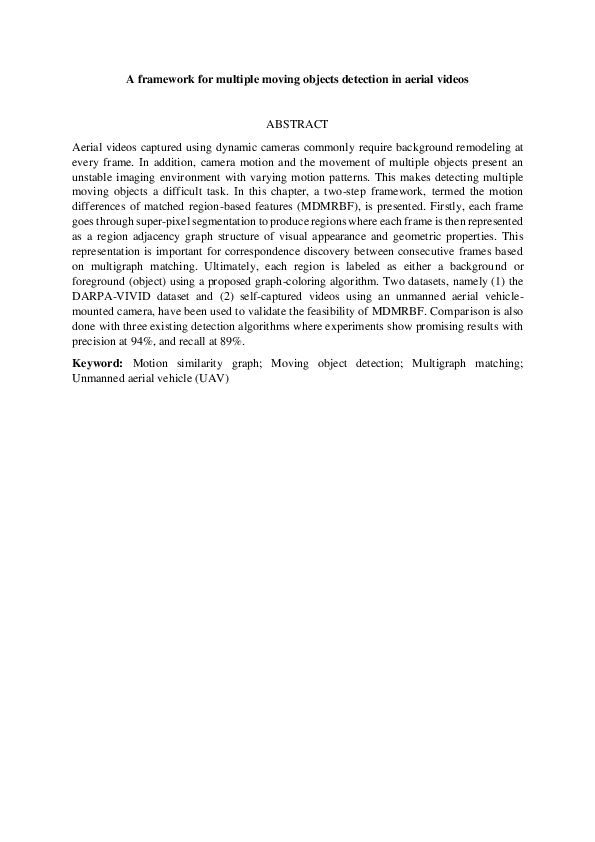 (PDF) A Framework for Multiple Moving Objects Detection in Aerial Videos