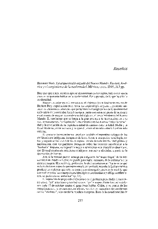 (PDF) Herbert Frey. La arqueología negada del Nuevo Mundo : Europa ...