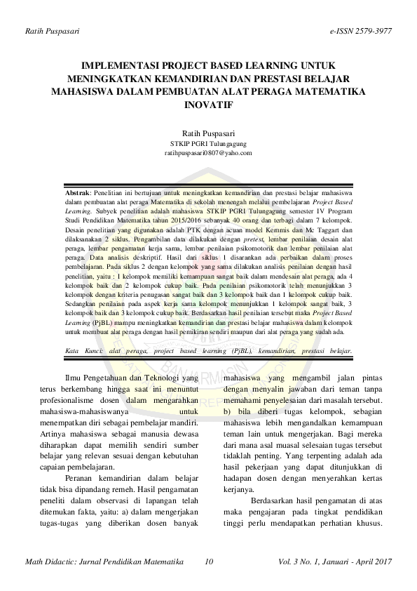 (PDF) Implementasi project based learning untuk meningkatkan ...